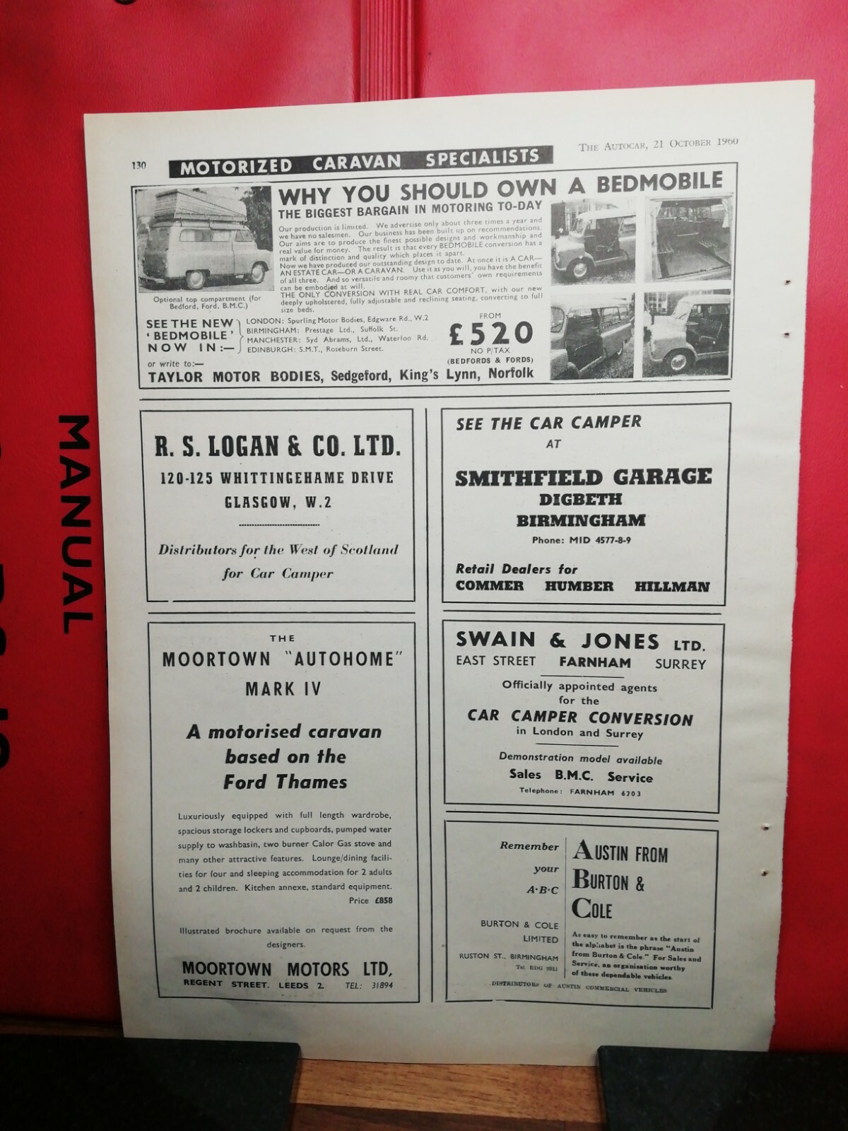 BLUEBIRD COMMER CARAVANETTE CAMPER 1960 Brochure Advert Bedford CA ...