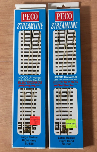 710 - Lot of 2 - HO Scale PECO Track Code 100 NS Switch EF LARGE RIGHT ...
