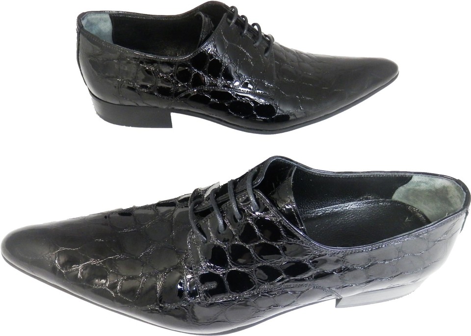 Chelsy - Top Italien Designer Lacets Motif Croco Cuir de Veau Fait Main ...