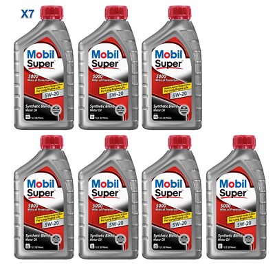 7 Quarts Engine Motor Oil EXXON Mobil SUPER Synthetic Blend SAE 5W-20 ...