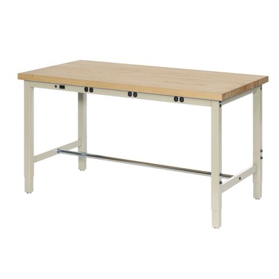 48"W x 30"D Adjustable Height Workbench Power Apron 1-3/4" Thick Maple ...