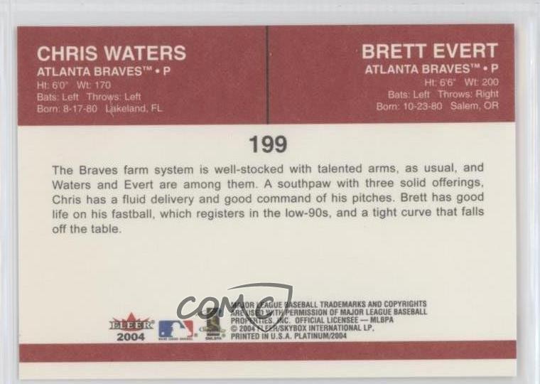 2004 Fleer Platinum Chris Waters Brett Evert #199 | eBay