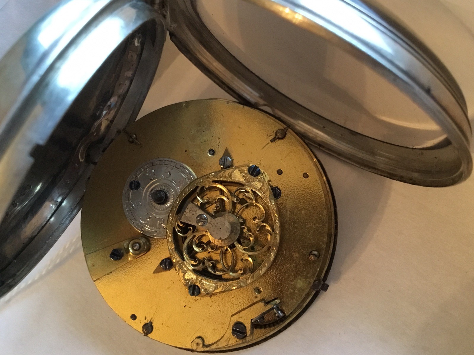 IPF Fusee open face painted dial silver case Serial # 1381 key wind ...