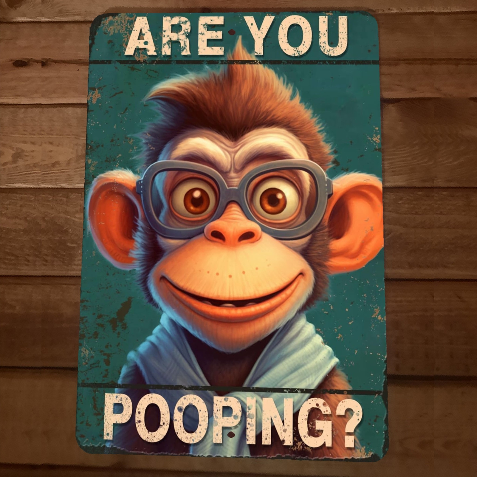 Are You Pooping Staring Monkey - 8x12 Funny Bathroom Metal Wall Sign | eBay