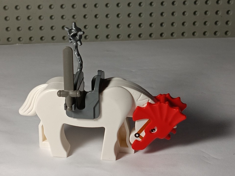 LEGO Horse Armor Red Gray Saddle Mace Sword Knights Gear BATTLE READY ...