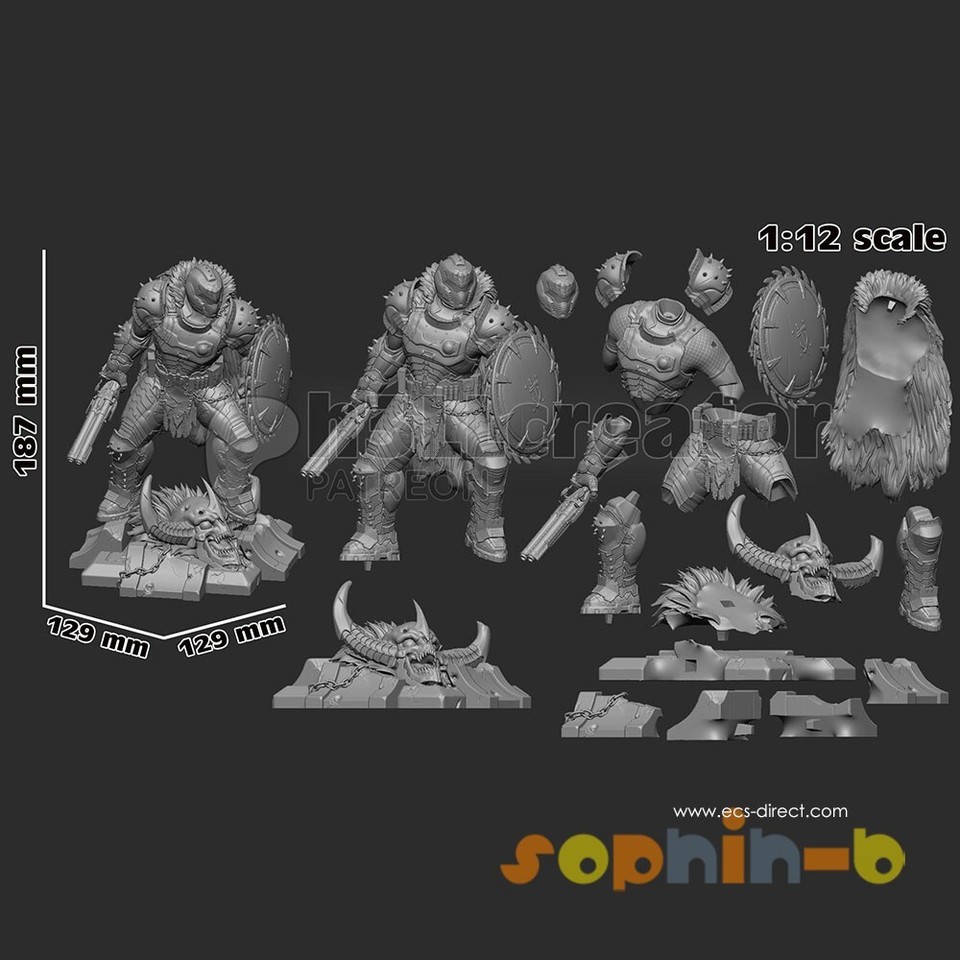 Doomguy Doom Resin 1:6 Scale Model Kit Unpainted 3d Print GK Statue ...