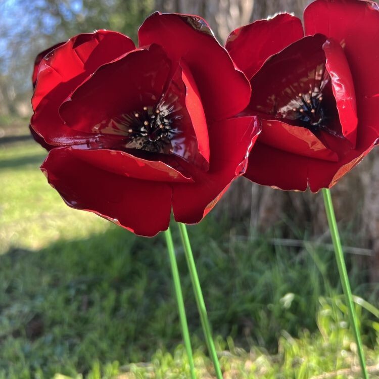 Handcrafted Metal Outdoor Poppy. Remembrance Poppy. Outdoor Flower ...