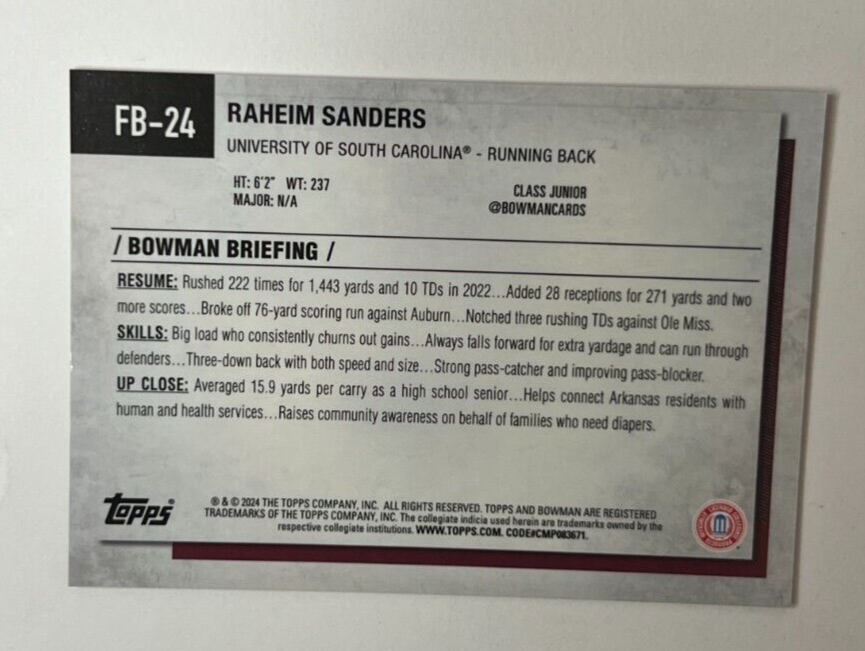 2024 Bowman Chrome U NSCC National RAHEIM SANDERS RC Orange 25/25 #FB ...