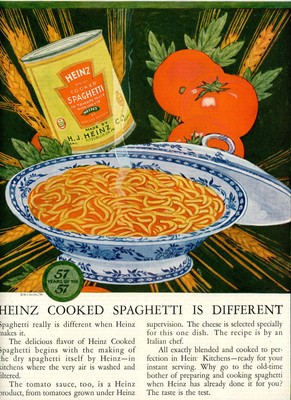 1926 Original Heinz Spaghetti Ad Poster-Style Art. Pittsburgh PA Big ...