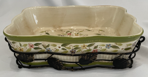 Temp-Tations By Tara Presentable Ovenware Old World Green Casserole W/Tray 9x11 | eBay