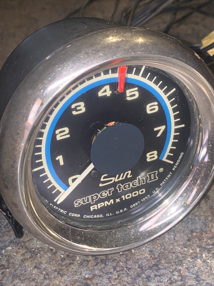 Vintage Sun Super Tach II Tachometer 8000 RPM + Bracket | eBay