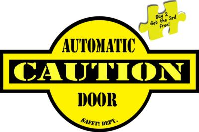 Caution Automatic Door Safety Dept. OSHA Yellow Decal Sticker 3.5" x 6. ...