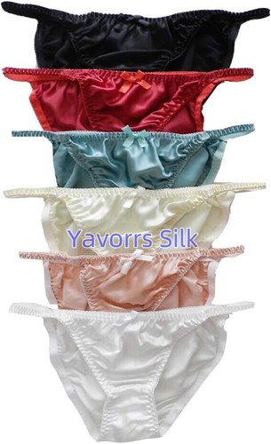 Yavorrs 6 Pairs Women's 100% Silk String Bikini Silk Panties SIZE: S ...