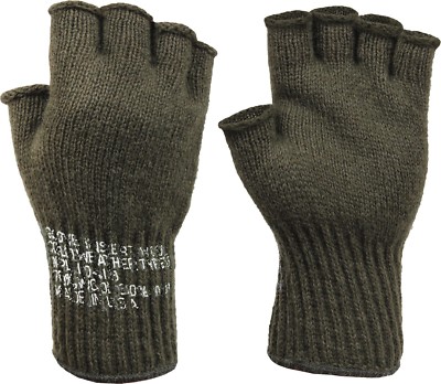 Olive Drab Tactical Fingerless Military Glove Liner Inserts Wool Gloves ...