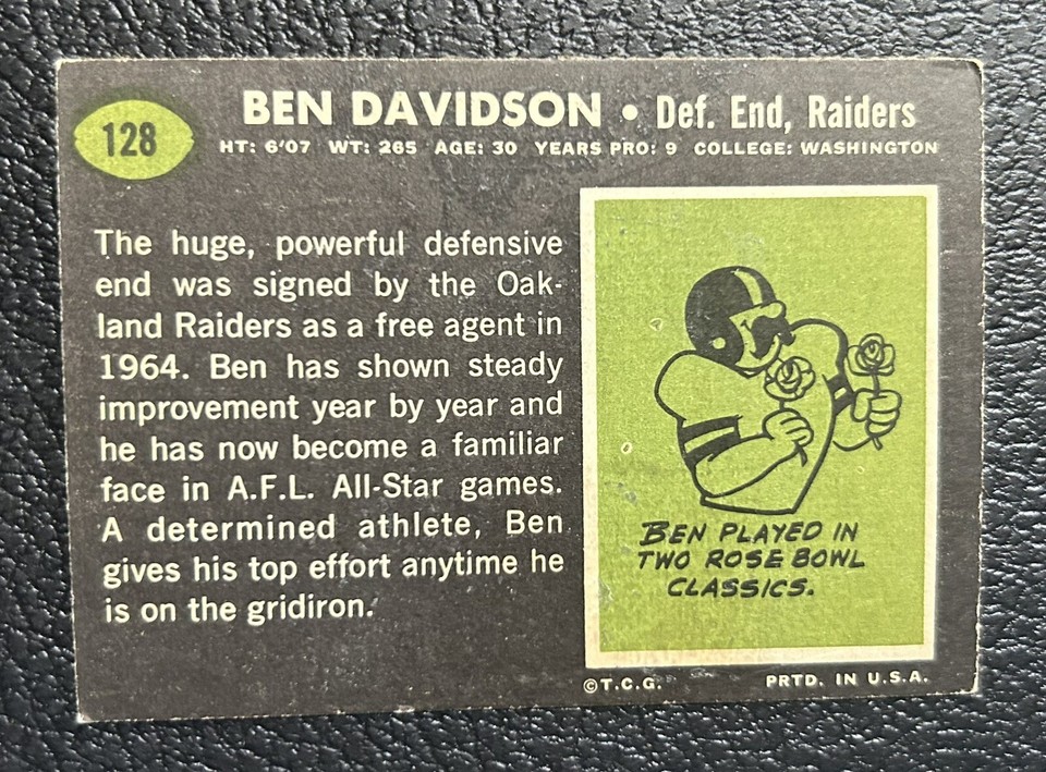 Ben Davidson signed autographed 1969 Topps card #128 Oakland Raiders | eBay