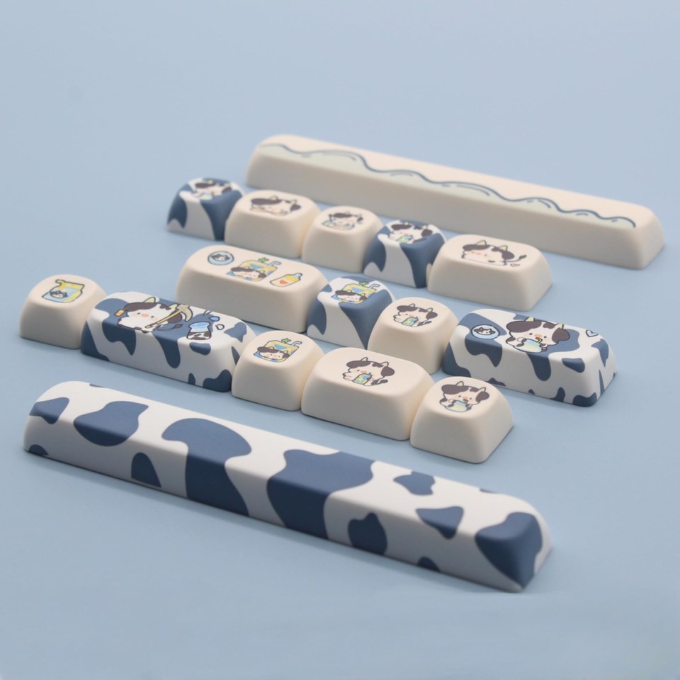 MOA Profile Keycaps,Cute Cow Custom PBT Dye-sub Keycap 142 Keys for ...