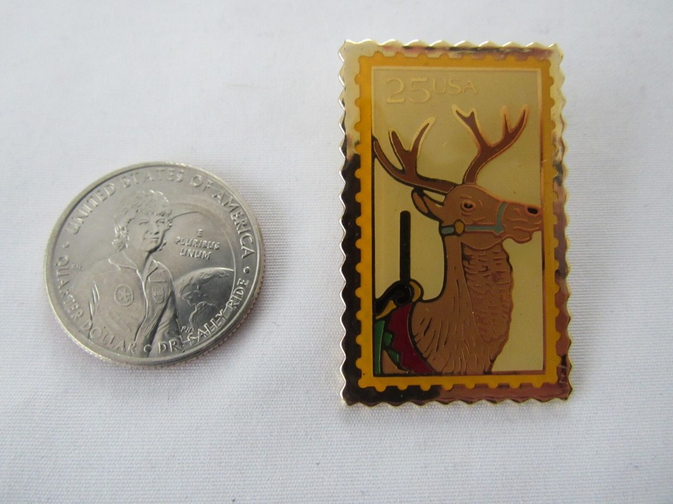 U S POSTAL SERVICE REINDEER 25 CENT STAMP TACK PIN 1988 VINTAGE | eBay