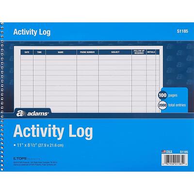 Adams Activity Log Book, Spiral Bound, 8.5 x 11 Inches, 100 Pages ...