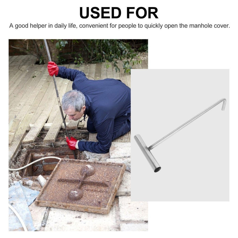 Manhole T Handle Hook Drain Cover Hooks Stainless Steel Manhole Lid ...