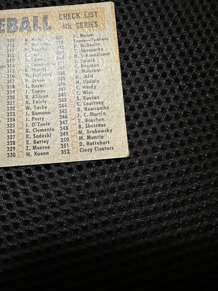 1960 Topps - #332 New York Yankees Team Card 4th Series Check List | eBay