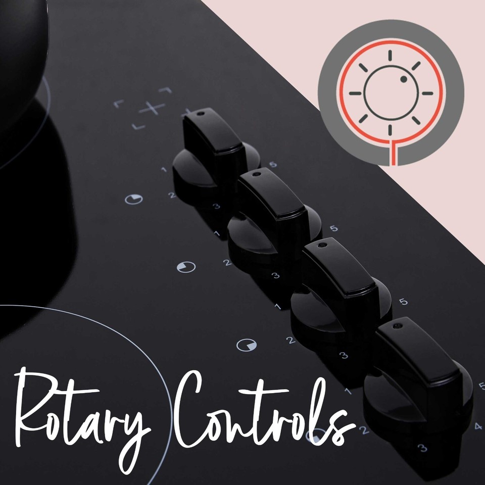 Cookology Ceramic Hob 60cm with 4 Cooking Zones & Dial Controls - Black ...