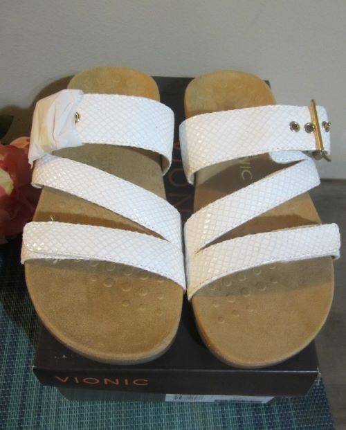 "SALE" Vionic Womans Adjustable Slide Sandals, Skylar - White - 9Wide ...