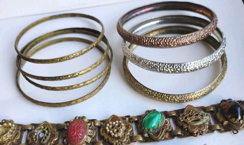 Lot Of Vintage Brass Bangles & Bookchain Bracelets For Repair Parts | eBay