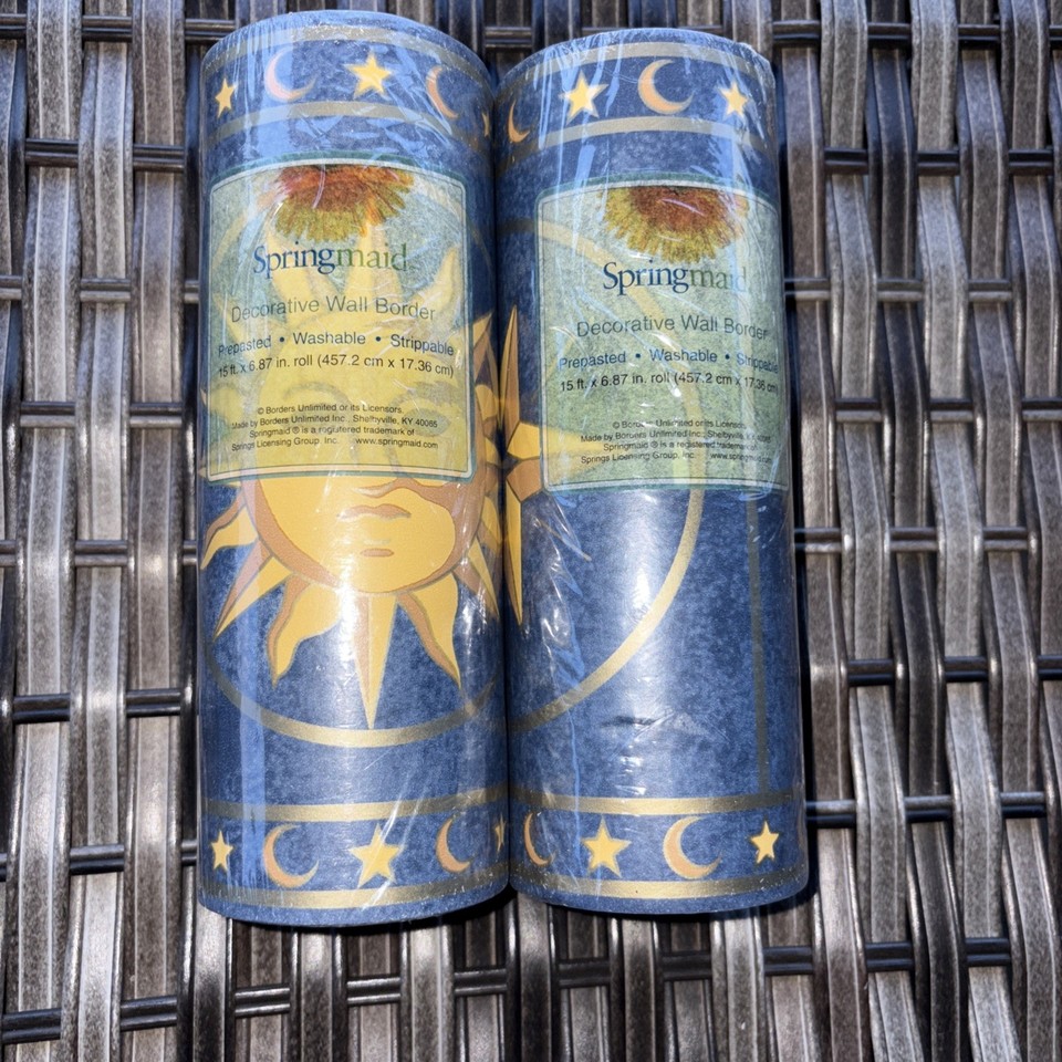 Vintage 90s Springmaid Celestial Wallpaper Border Sun Moon Stars New 2 ...