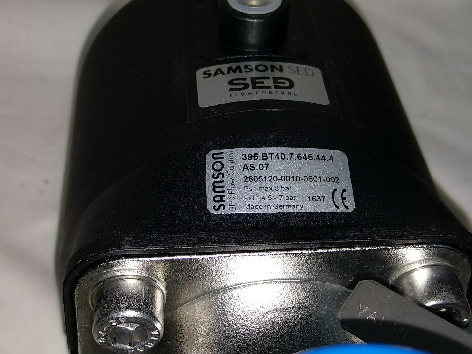 Samson SED Tank Bottom Valve 395.BT40.7.645.44.4AS.07 Penumtaically ...