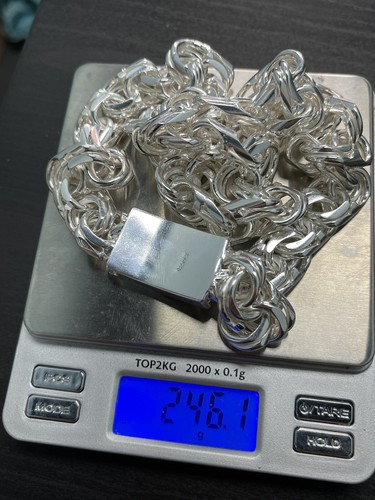 246 Grams Handmade 925 Sterling Silver Chino Link Chain 16mm 26 Inch ...