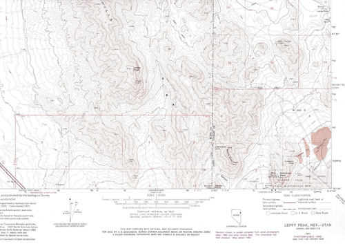 Leppy Peak, Nevada-Utah 1971 Vintage USGS Topo Map 7.5 Quadrangle ...