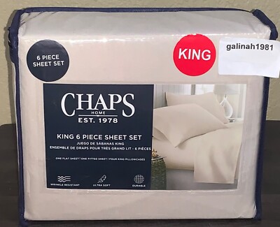 CHAPS by Ralph Lauren 6-piece King Sheet Set (Sheets &4 Pillowcases ...