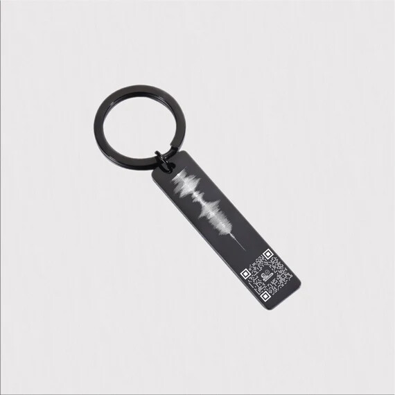 Custom Audio QR Code Personalized Key chain Sound Wave Keychain ...