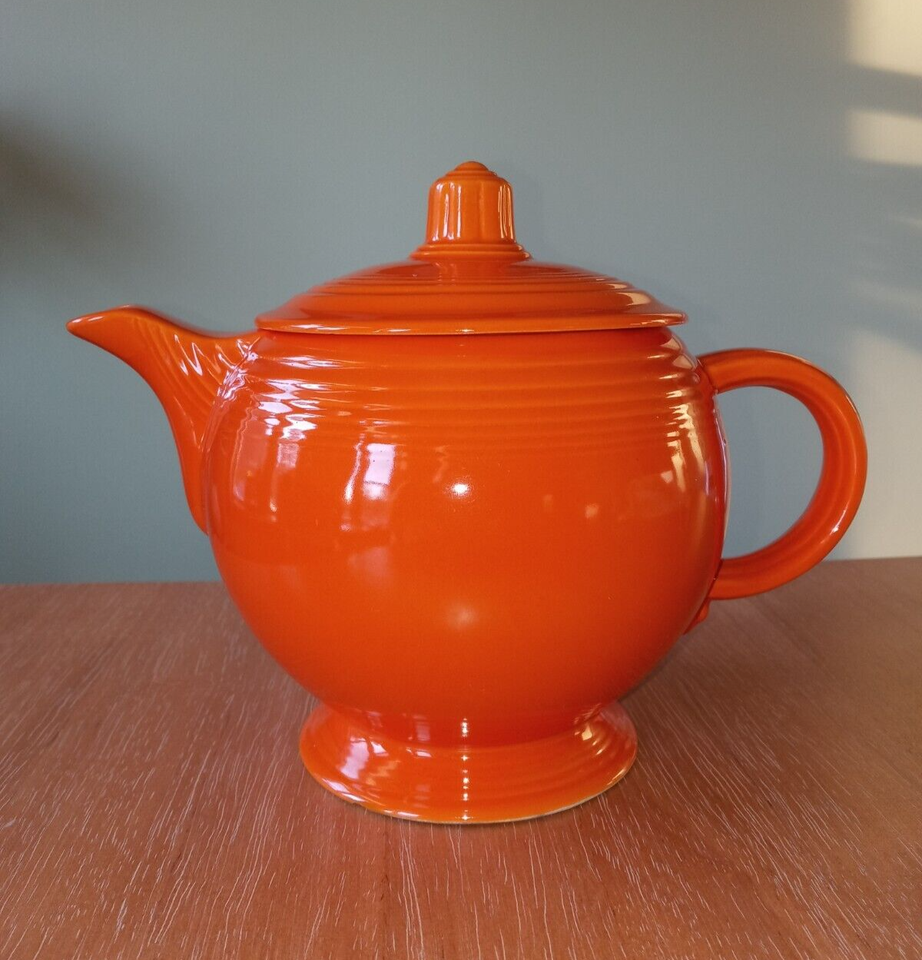 Vtg. Fiesta Red Orange Teapot Medium C Handle HLC Homer Laughlin USA ...