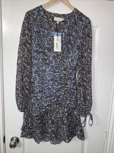 BNWT LADIES TED BAKER CHERELA LONGSLEEVE MINI DRESS. FLORAL. SZ 0 UK 6 ...