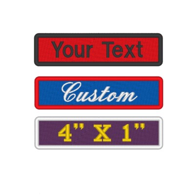 Custom Embroidered Name Tag Sew on Patch Motorcycle Biker Badge 4" x 1 ...