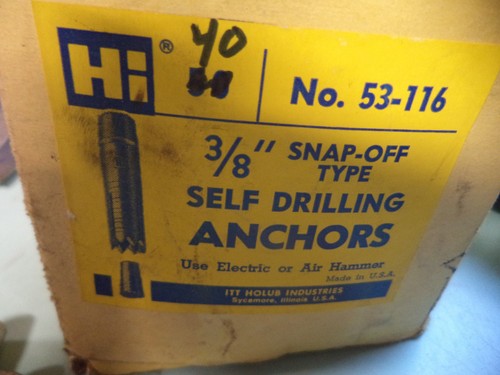 LOT OF 40 3/8" SELF DRILLING CONCRETE ANCHORS FOR ELECTRIC OR AIR ...