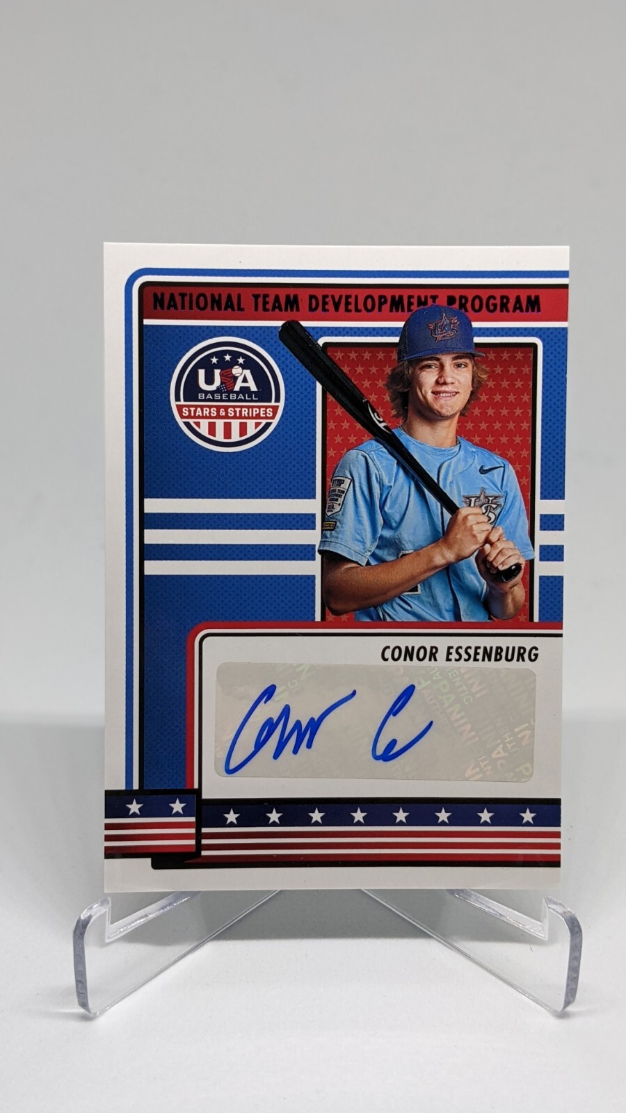 2023 Panini Stars & Stripes USA Baseball Conor Essenburg Blue Auto No ...