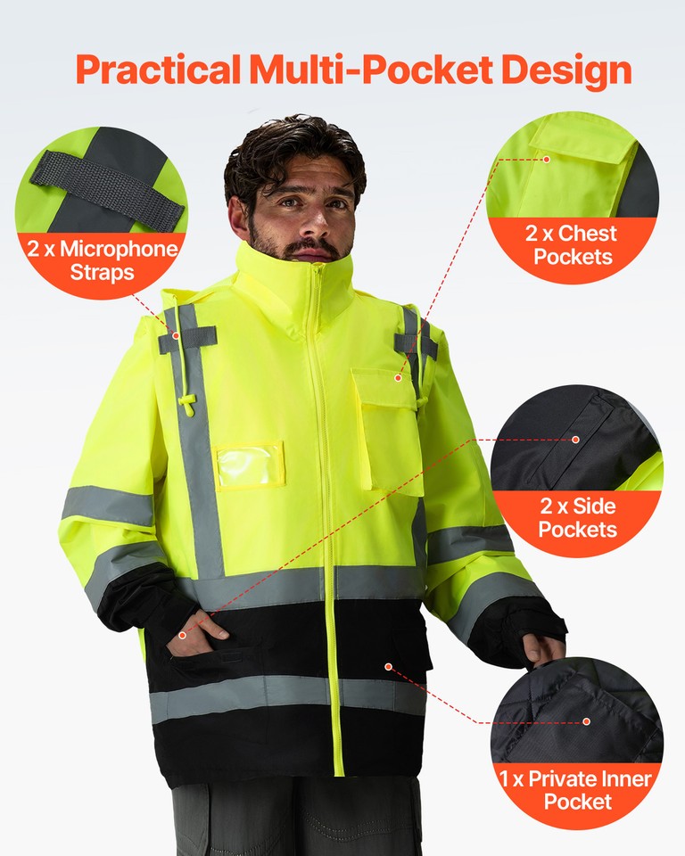 Uimoso High Visibility Reflective Safety Jacket Coat Waterproof L | eBay