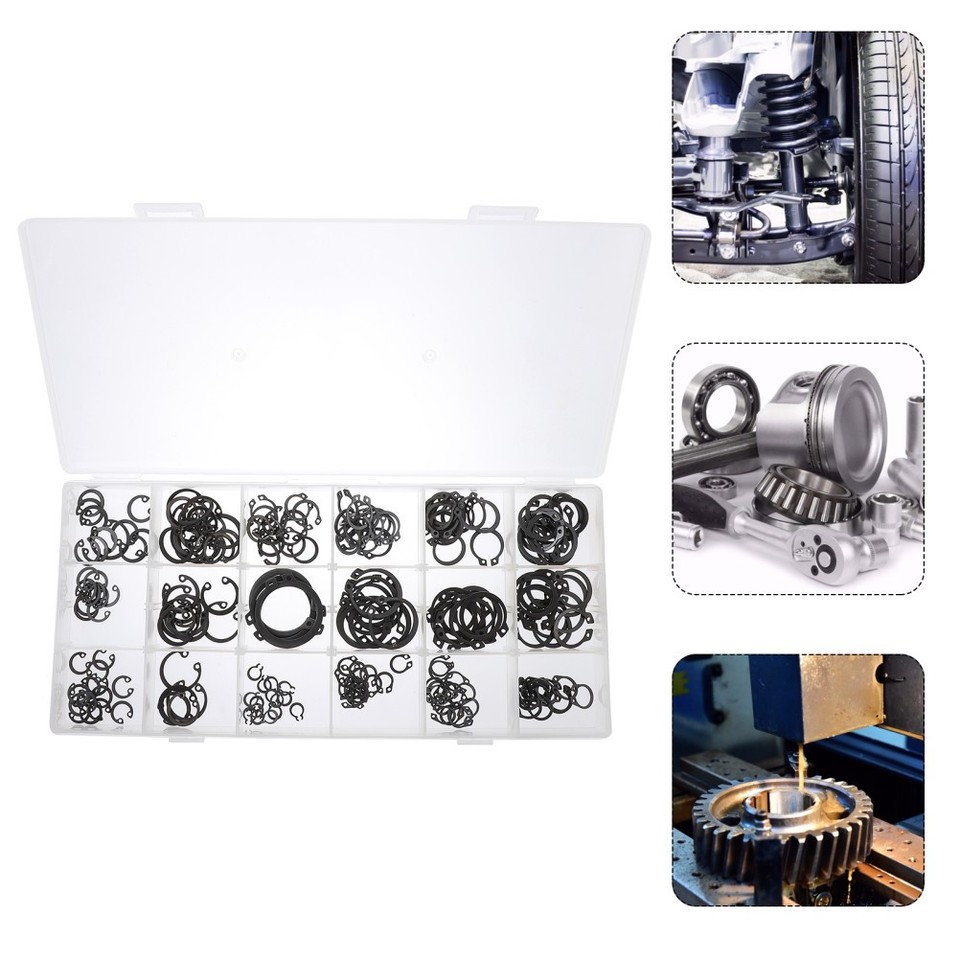 1 Set C-shape Snap Retaining Ring Carbon Steel Washer Internal Shaft ...