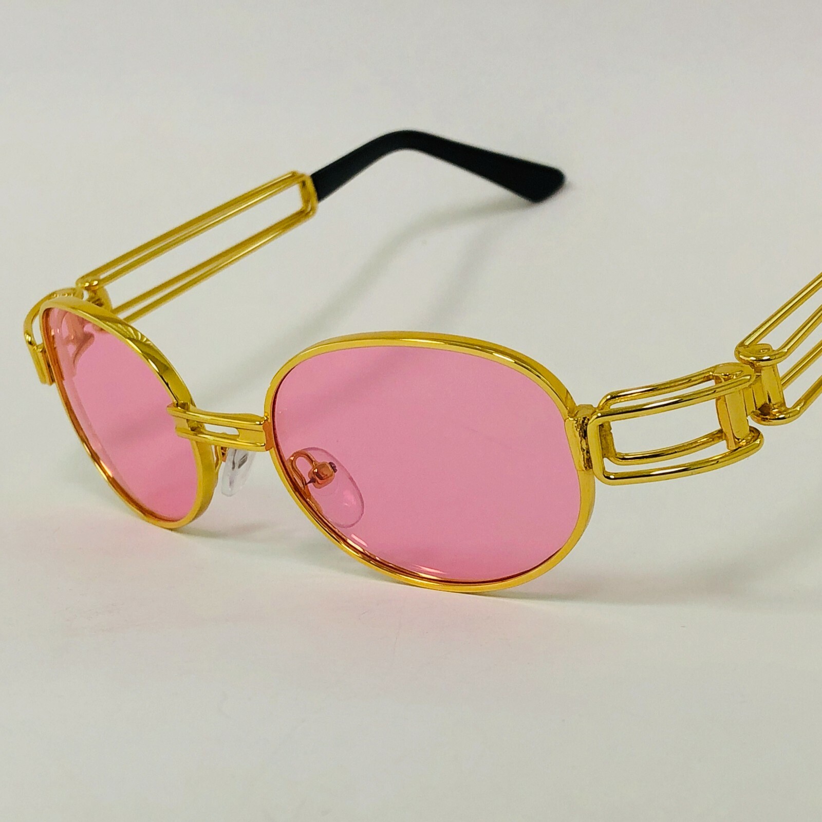 Men Hip Hop Sunglasses Black Lens Oval Shades Migos Classy Gold Frame ...