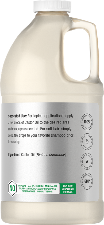 Castor Oil 64 oz Cold Pressed | 100% Pure Hexane Free | Vegetarian | by ...