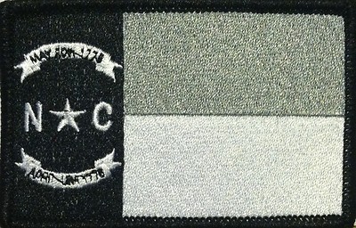 NORTH CAROLINA Flag Patch With Hook Adhesive Black, White & Gray ...
