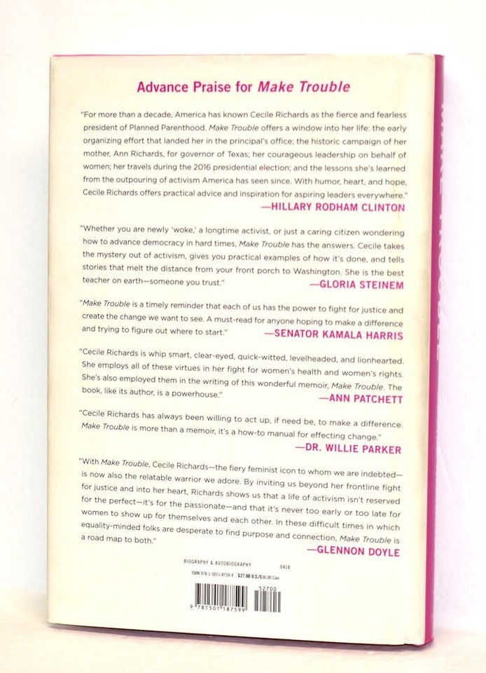Signed Cecile Richards "Make Trouble" Hardcover Book | eBay