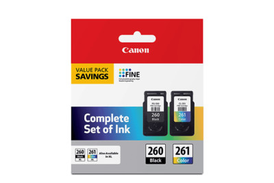 Genuine Canon PG-260 Black Ink Cartridge + CL-261 Color Ink Cartridge ...