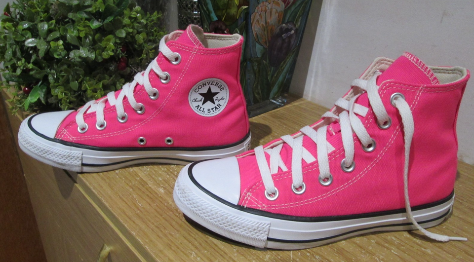 Girls Teens Hyper Pink Converse Hi High Top Shoes / Trainers Size UK 3 ...
