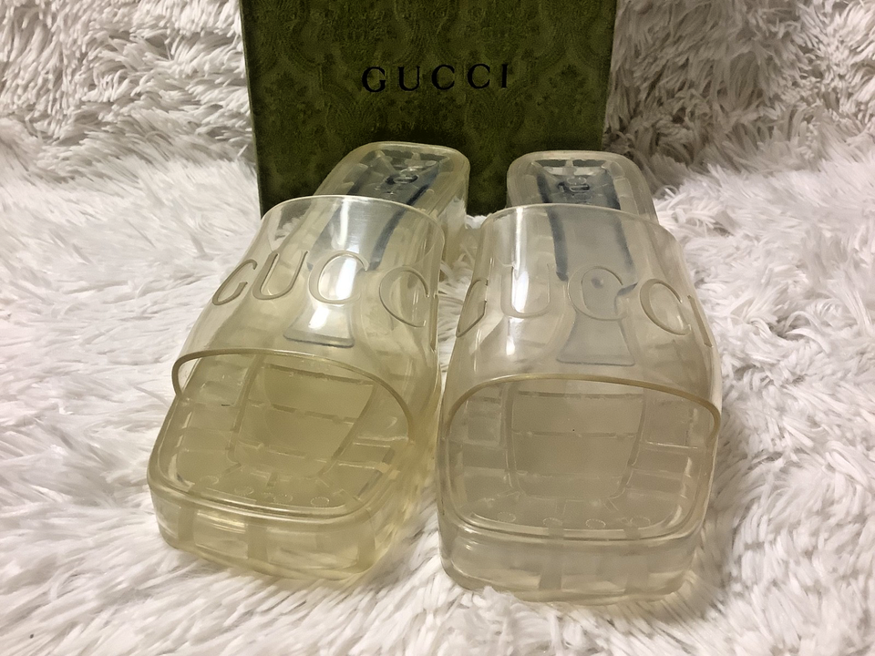 Gucci Logo Rubber Platforms Slides Sandals, size 39 (US 9) | eBay
