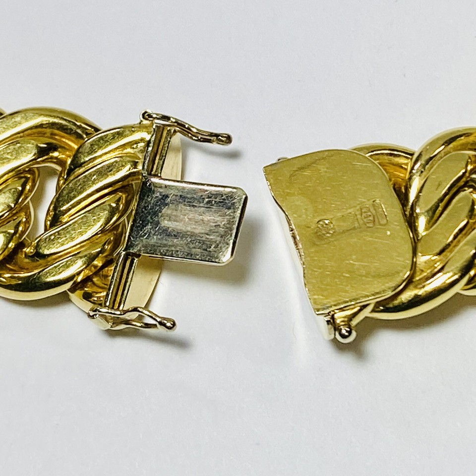 Vintage Nicolis Cola 18K Yellow Gold 19mm Cuban Link Chain 17" Necklace ...