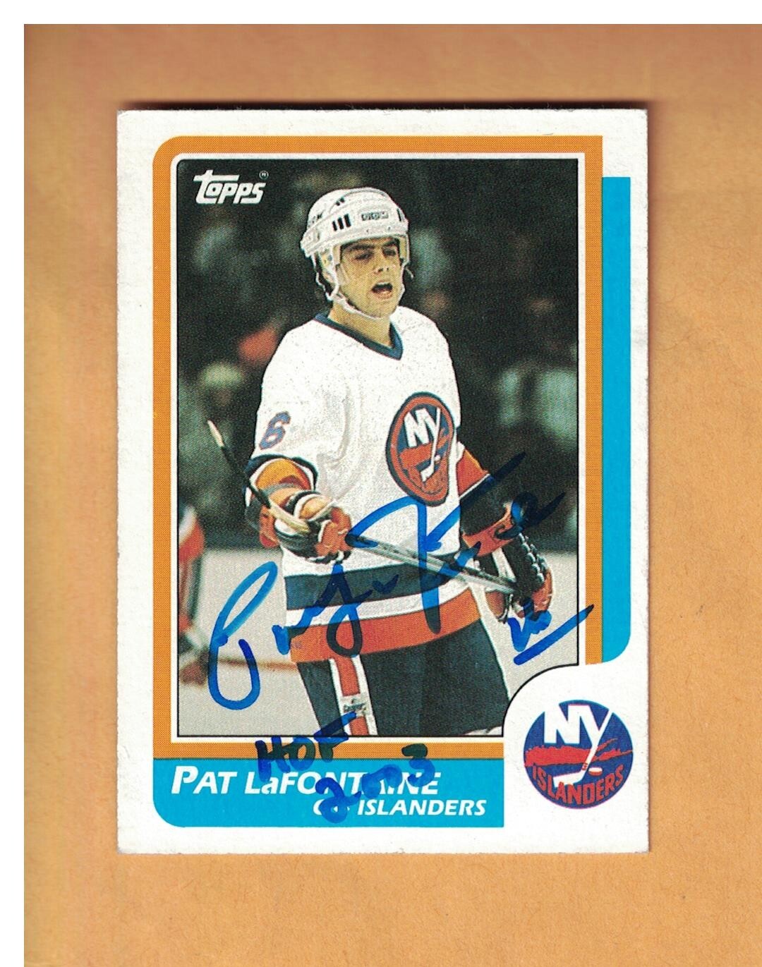 PAT LaFONTAINE AUTOGRAPHED 1986-87 TOPPS HOCKEY CARD SIGNED NEW YORK ...
