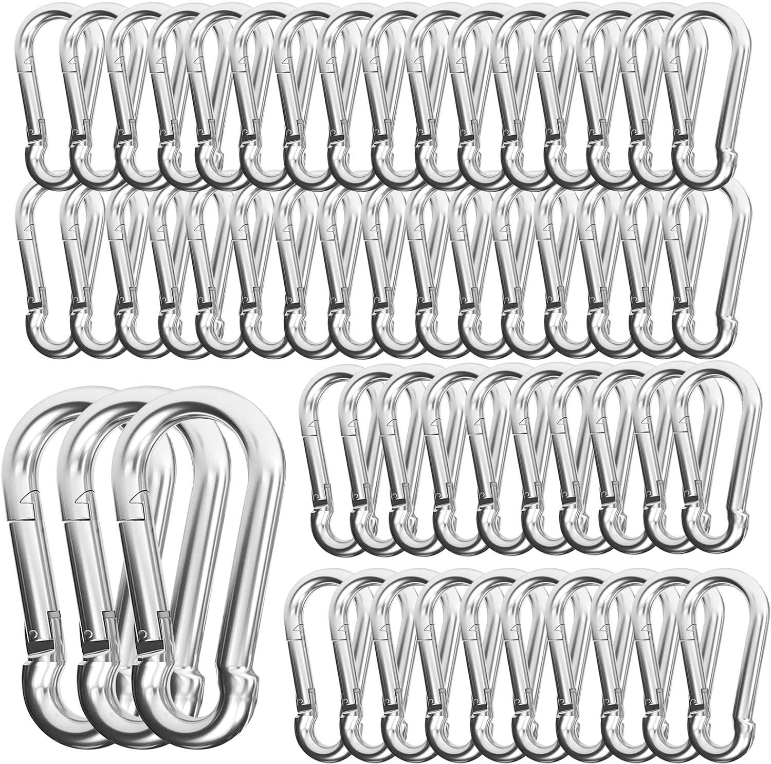 10/50/100 Pcs Carabiner Snap Batting Cage Clips 3" Zinc D ring Hook ...